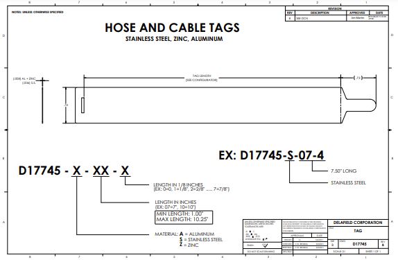 Metal Hose Tags - Delafield Corporation